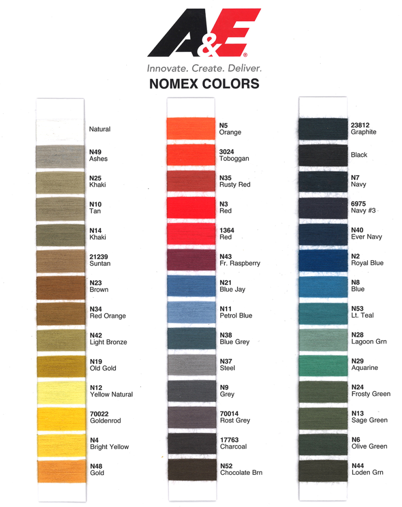 Nomex Thread - Nomex Color Chart - Threads for Sewing